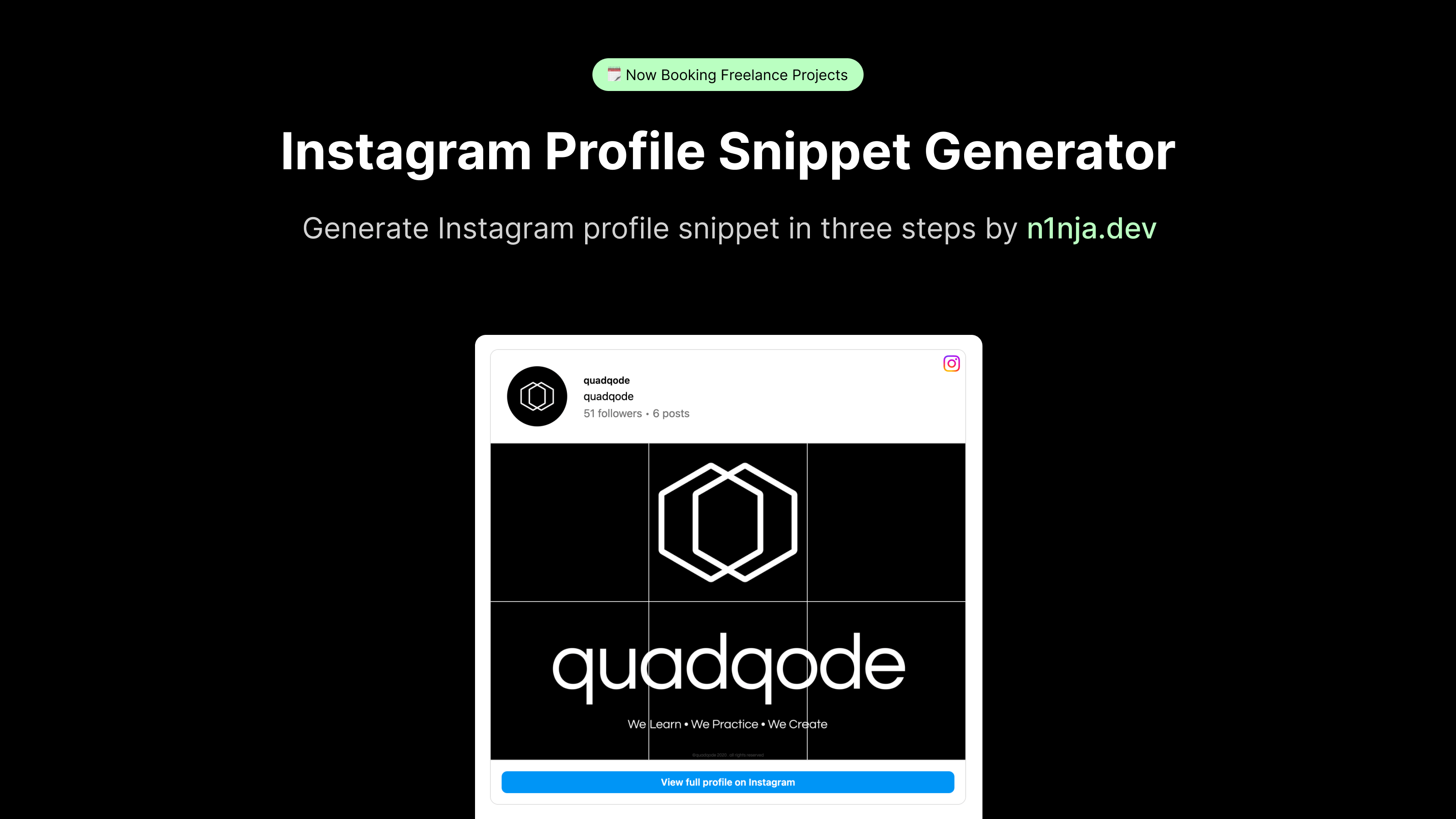 Instagram Profile Snippet Generator | Neeraj Jangra